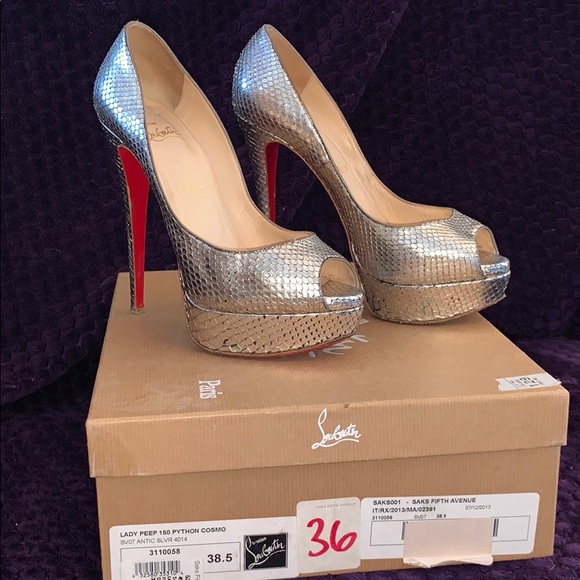 Christian Louboutin | Shoes | Christian Louboutin Lady Peep 5 Python ...